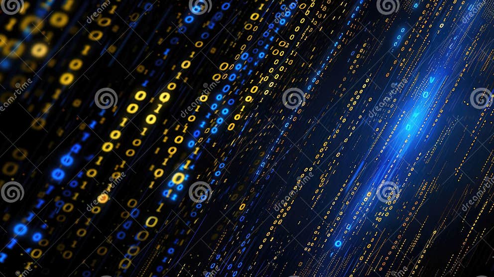 Binary Codes with Glowing Blue Digits. Technology and Data Concept. AIG53F. Stock Image - Image ...
