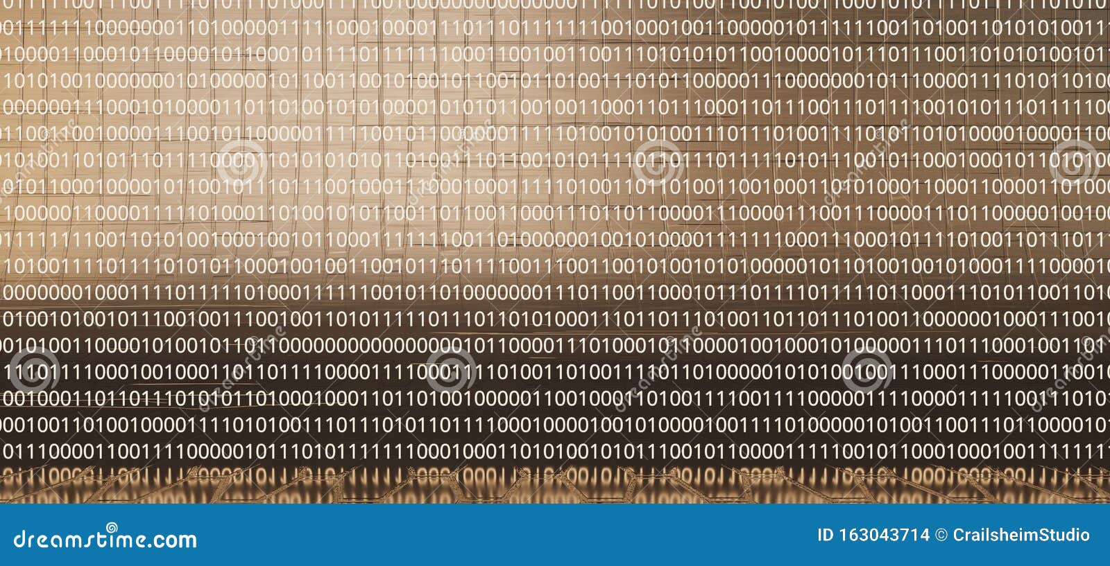 Binary Code Golden Background 3d-illustration Stock Illustration ...