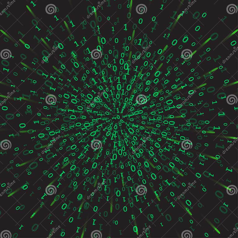 Binary Code Green and Dark Background Digits on Screen. Algorithm Binary, Data Code, Decryption ...