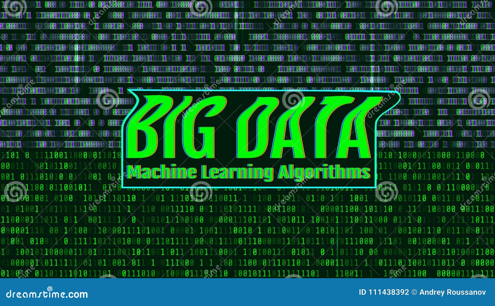 Binary Code, Green Digits on the Computer Screen. BIG DATA Machine Learning Algorithms Stock ...