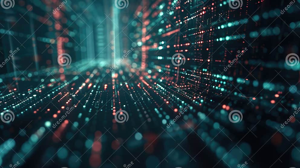 Binary Code Green and Red Glowing Numbers Computer Programming Concept AIG535 Stock Image ...