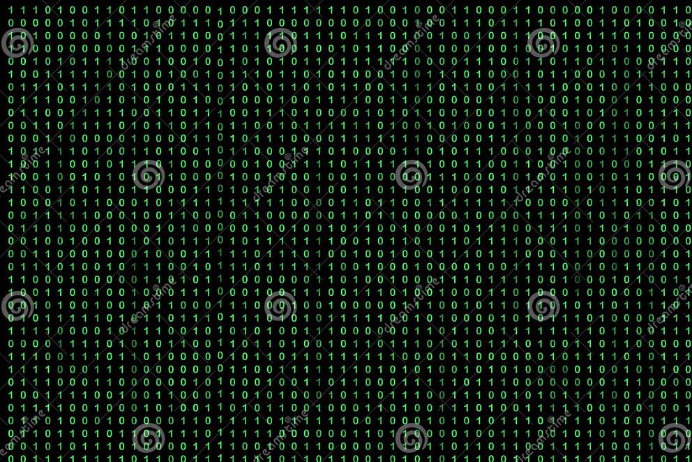 Binary Code Grid from Bright Green Digits on Black Background, Matrix Style Background Stock ...