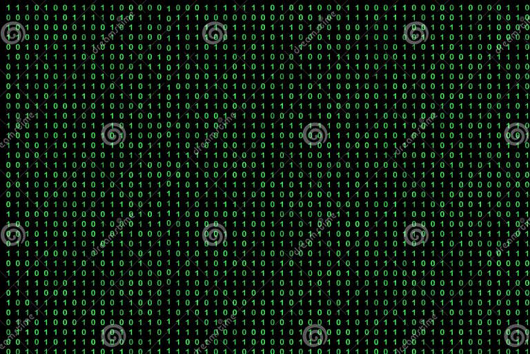 Binary Code Grid from Bright Green Digits on Black Background, Matrix ...
