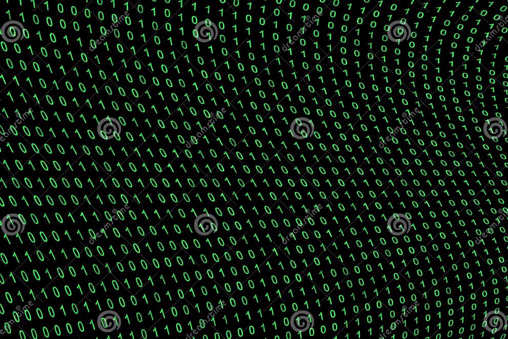 Binary Code Grid from Bright Green Digits on Black Background, Matrix ...