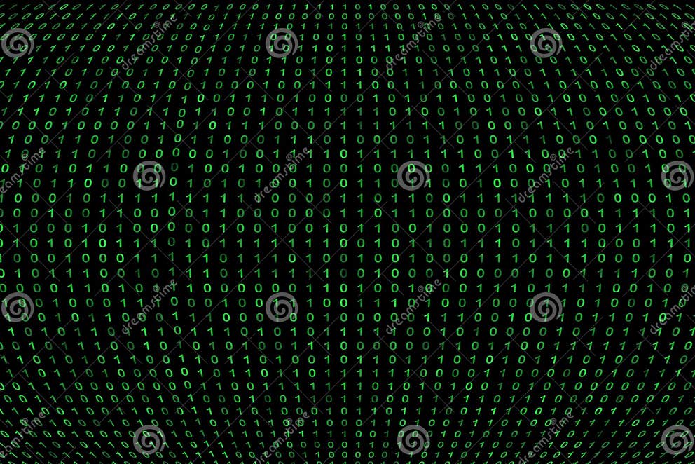 Binary Code Grid from Bright Green Digits on Black Background, Matrix ...