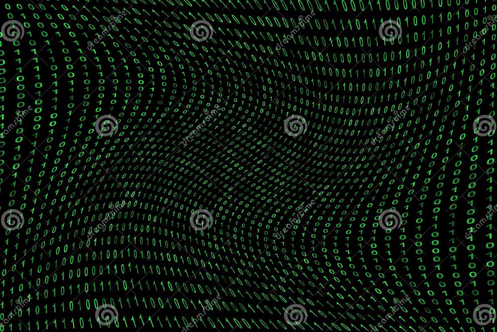 Binary Code Grid from Bright Green Digits on Black Background, Matrix ...