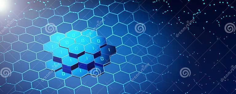 Binary Code on Hexagons Abstract Background. Digital Background. Technological Background ...