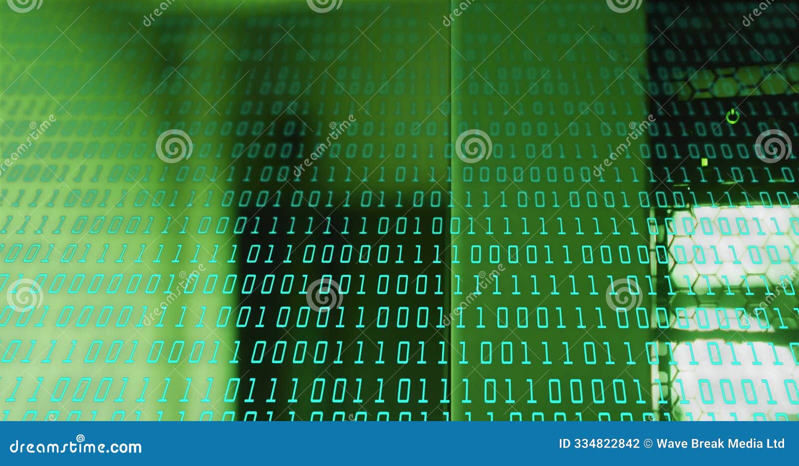 Binary Code Image Over Shadowy Figure in Green Background Stock Photo - Image of digital ...