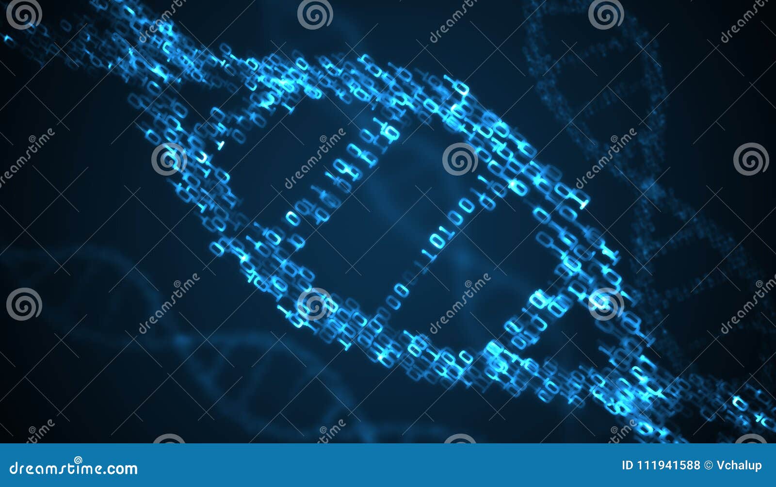 Binary Code Inside DNA Helix. 3D Rendered Illustration Stock ...