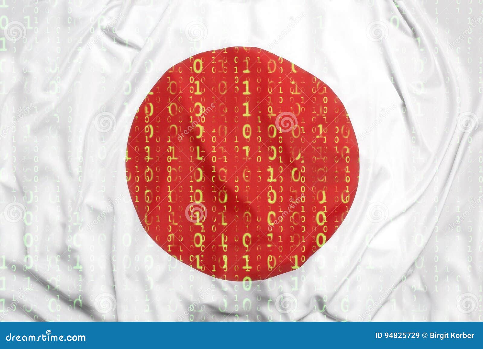 Binary Code with Japan Flag, Data Protection Concept Stock Image ...