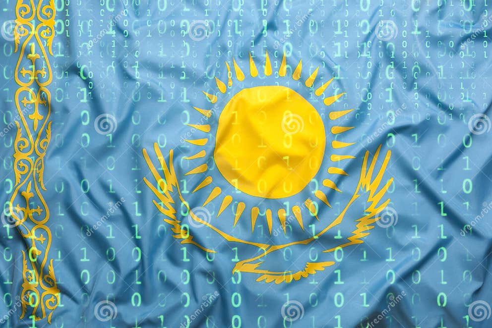 Binary Code with Kazakhstan Flag, Data Protection Concept Stock ...