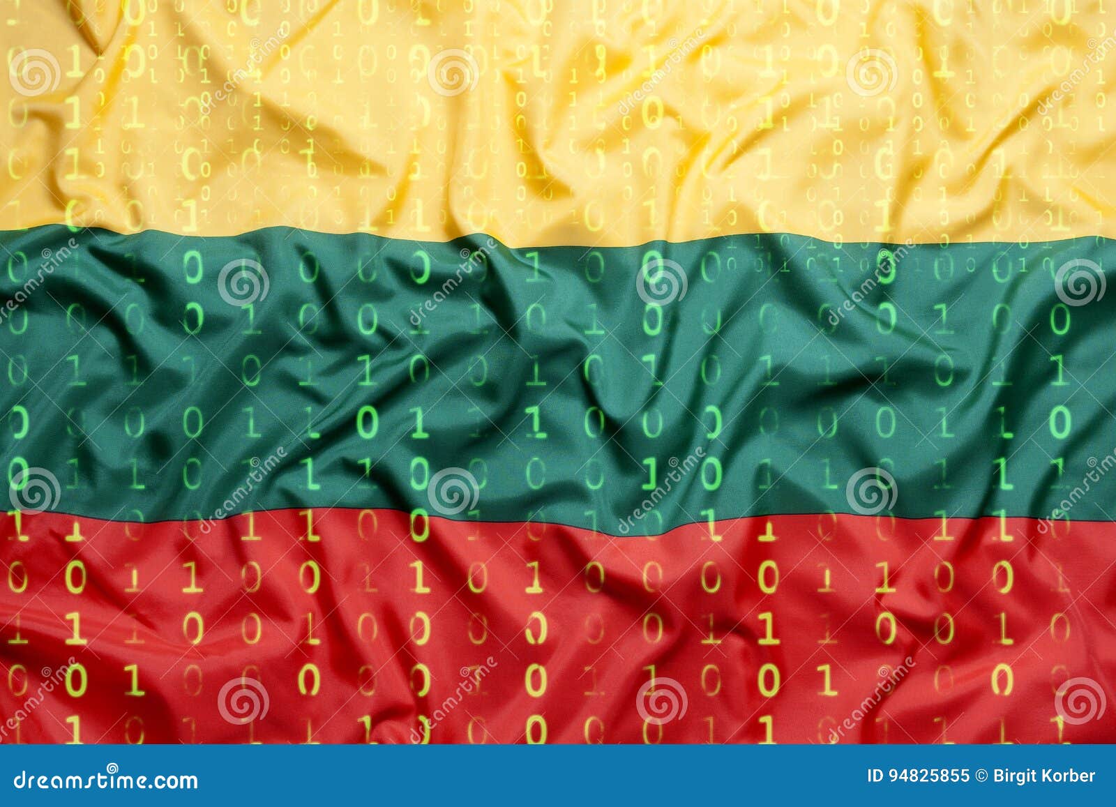 Binary Code with Lithuania Flag, Data Protection Concept Stock Image ...