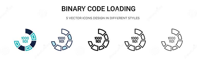 Binary Code Loading Icon in Filled, Thin Line, Outline and Stroke Style. Vector Illustration of ...