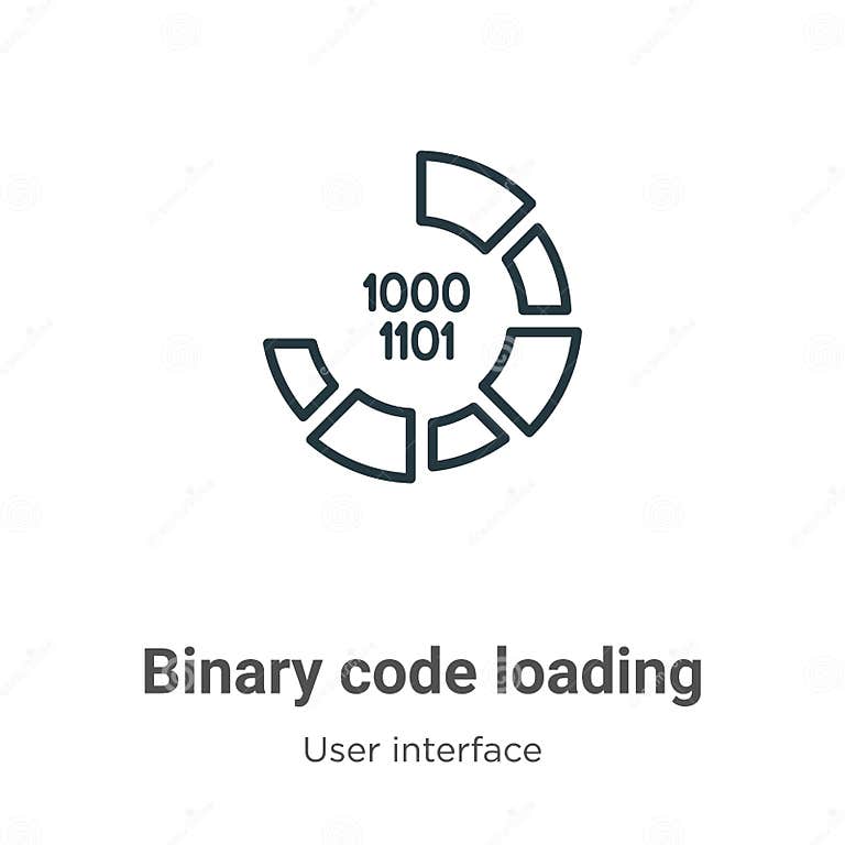Binary Code Loading Outline Vector Icon. Thin Line Black Binary Code ...
