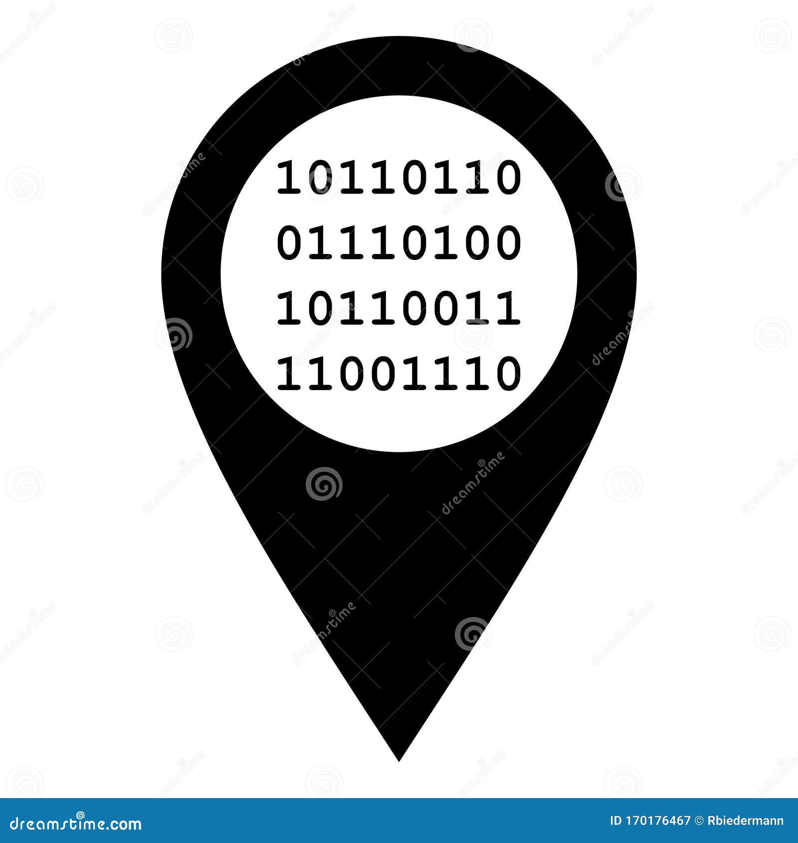 Binary Code and Location Pin Stock Vector - Illustration of byte ...