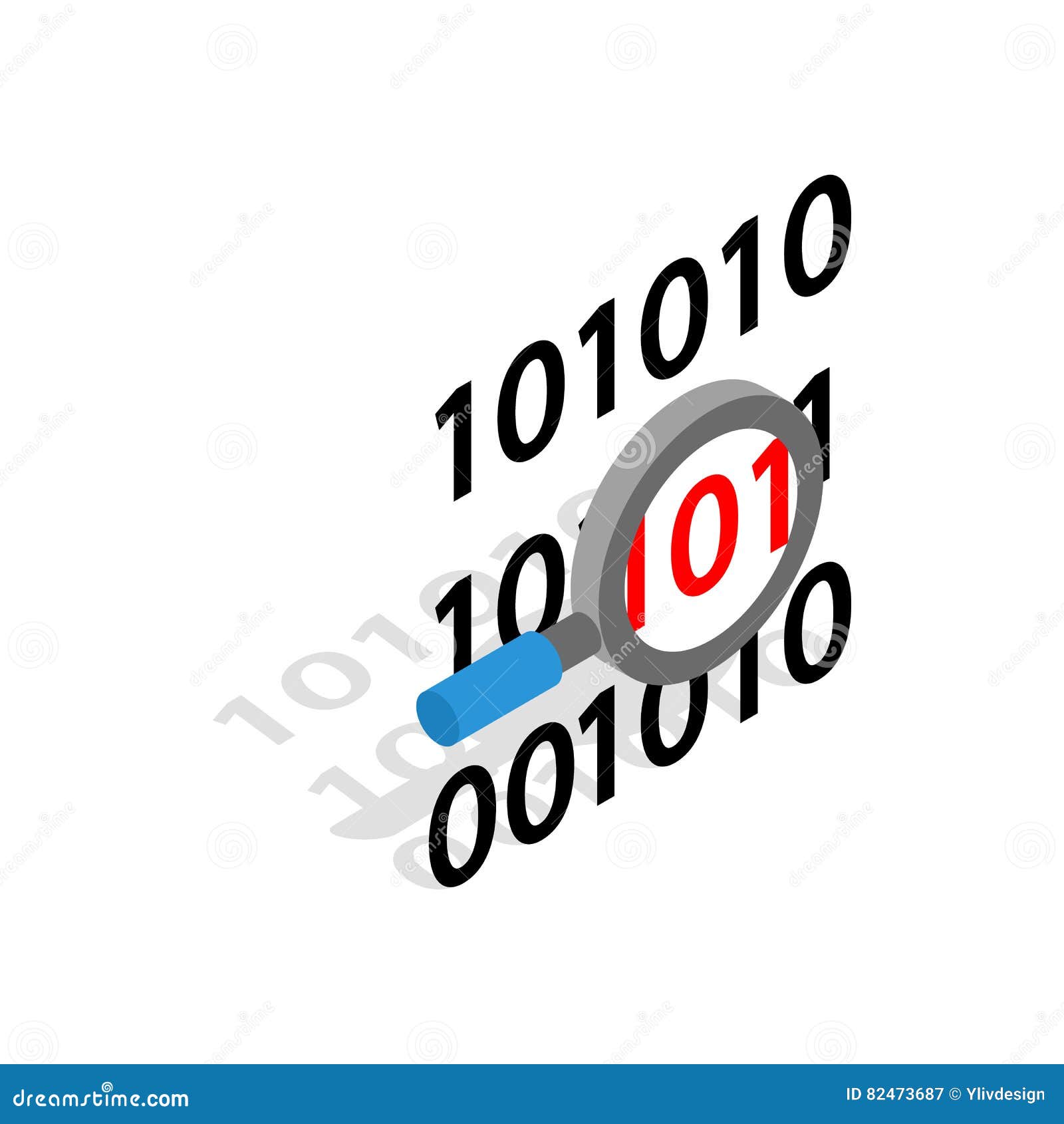 Binary Code and Magnifying Glass Icon Stock Vector - Illustration of ...