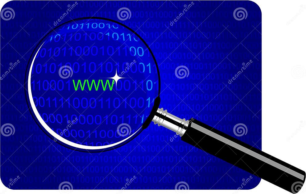 Binary Code into a Magnifying Glass Stock Vector - Illustration of ...