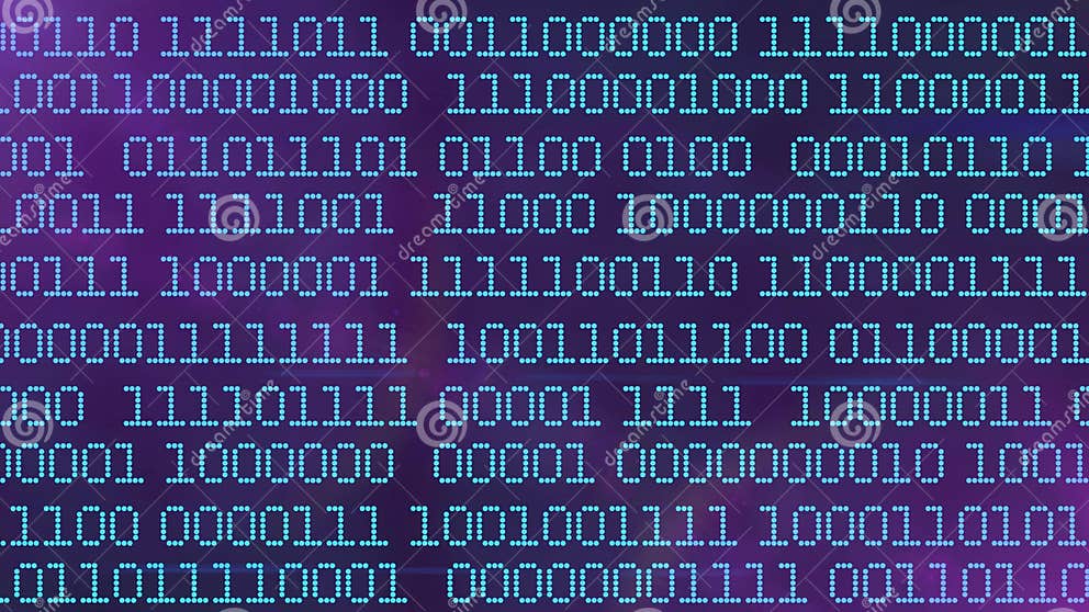 Binary Code Matrix Background with Blue Digits on Screen. Algorithm ...
