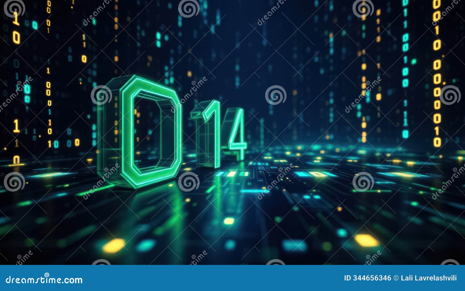 Binary Code Matrix Background, Tech Style Green Illuminated Numbers ...