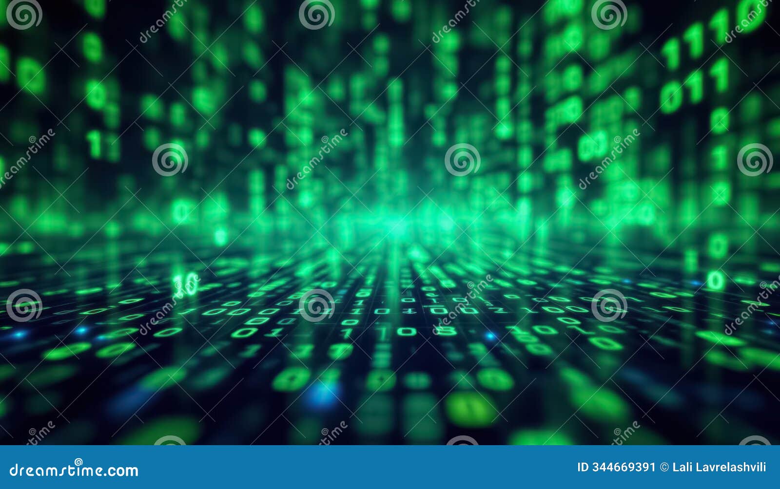 Binary Code Matrix Background, Tech Style Green Illuminated Numbers ...