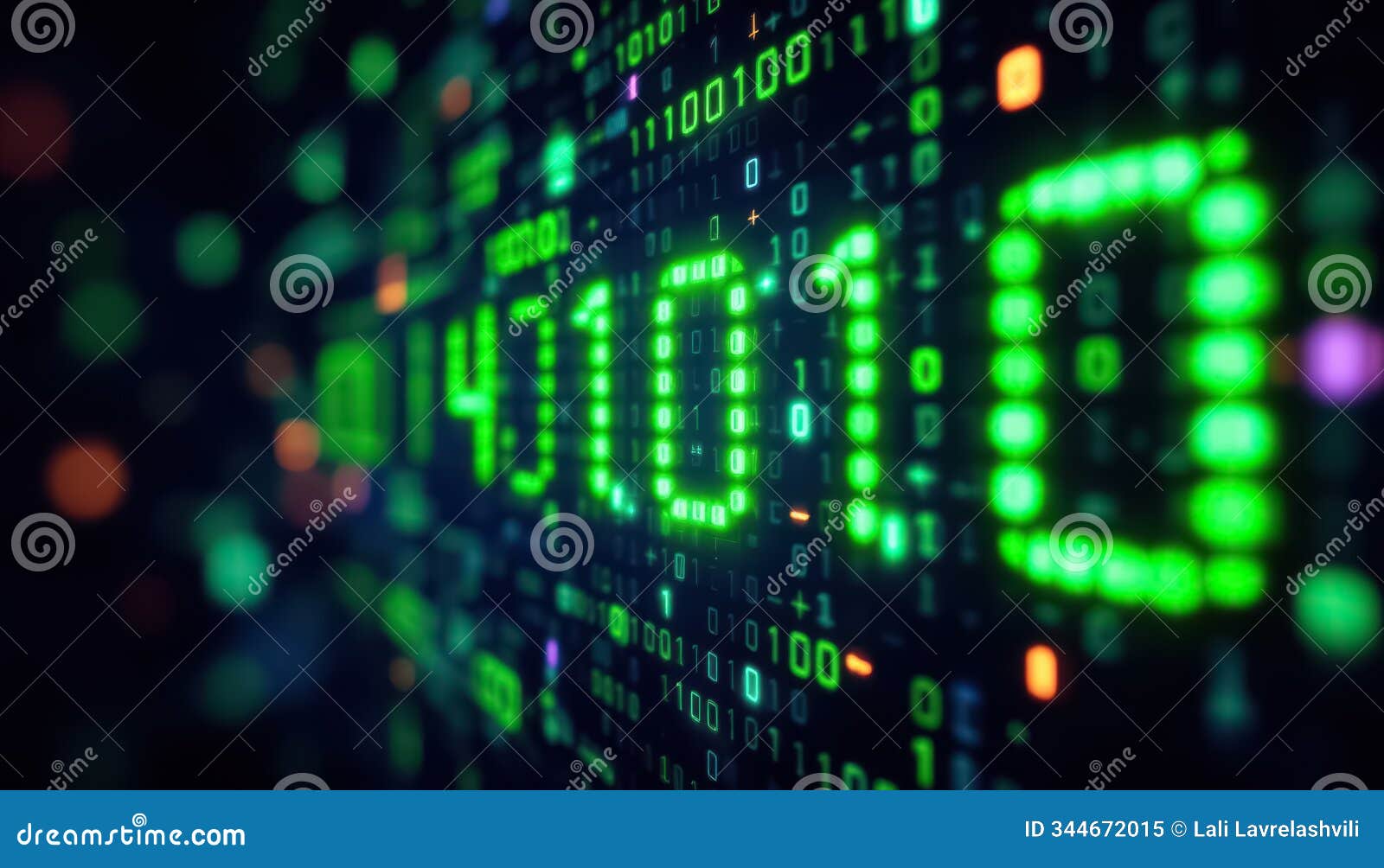 Binary Code Matrix Background, Tech Style Green Illuminated Numbers ...