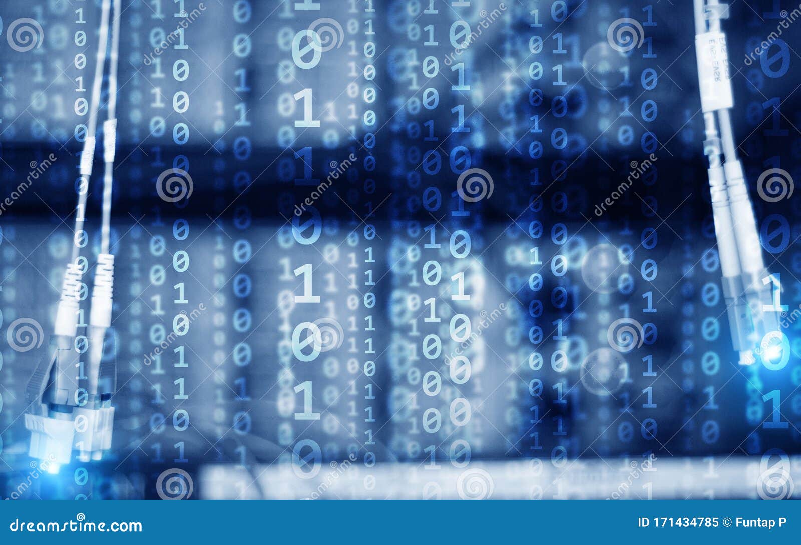 Binary Code Matrix Digital Internet Technology Concept on Server Room ...