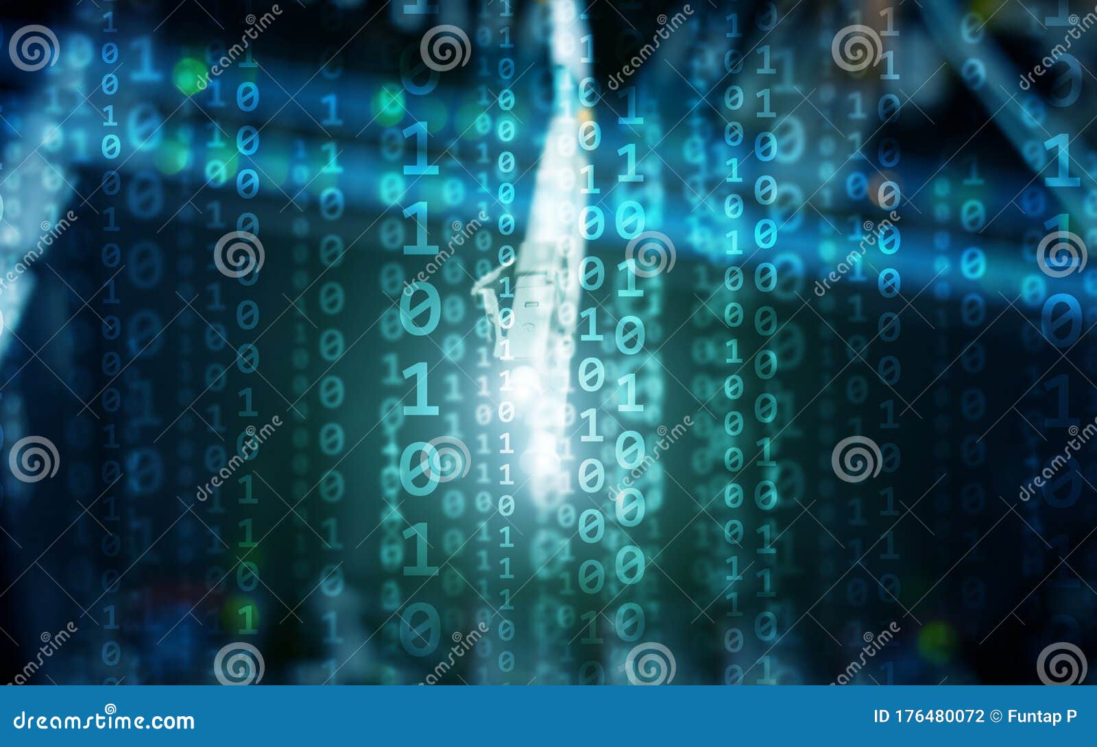 Binary Code Matrix Digital Internet Technology Concept on Server Room ...