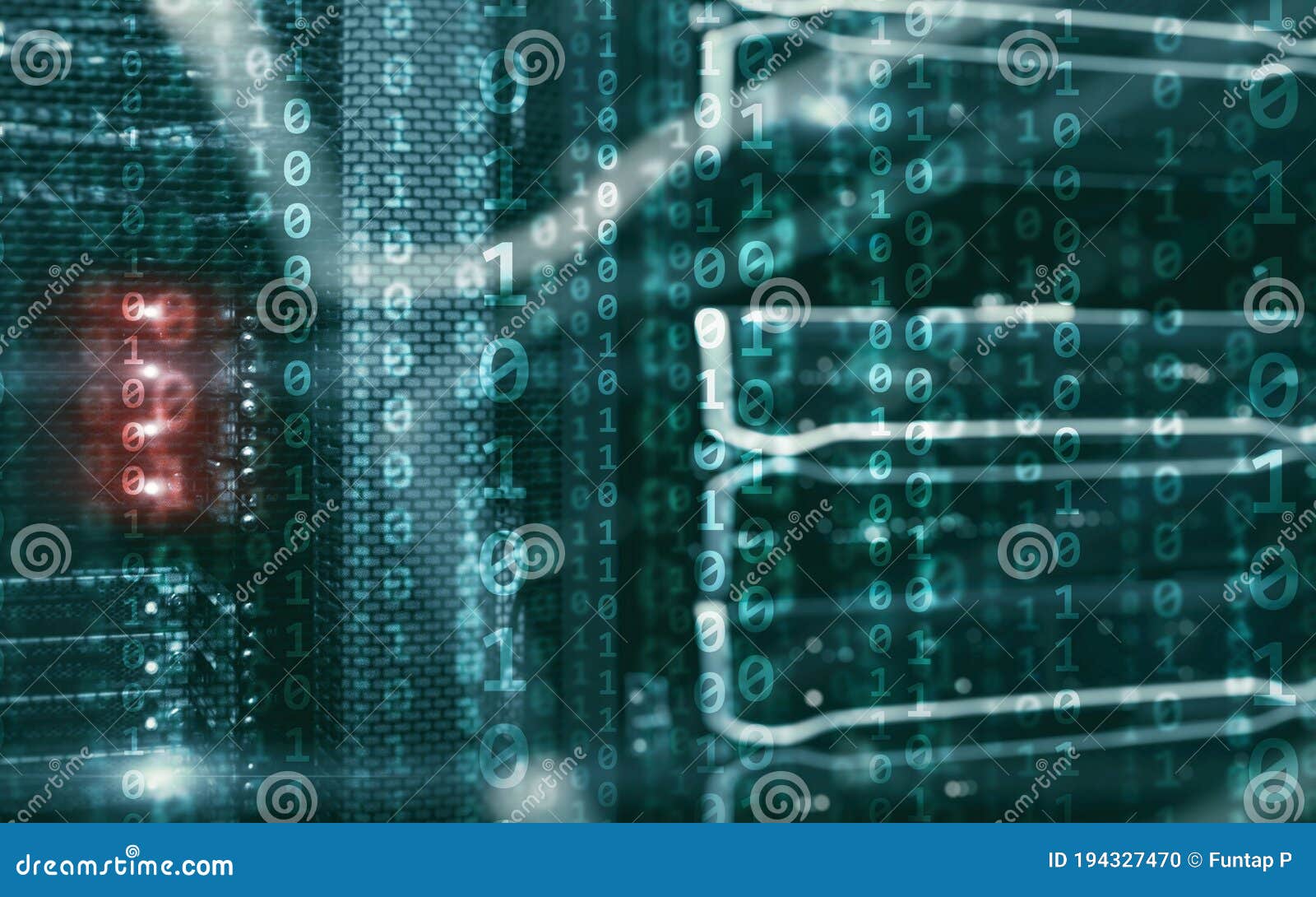 Binary Code Matrix Digital Internet Technology Concept on Server Room ...