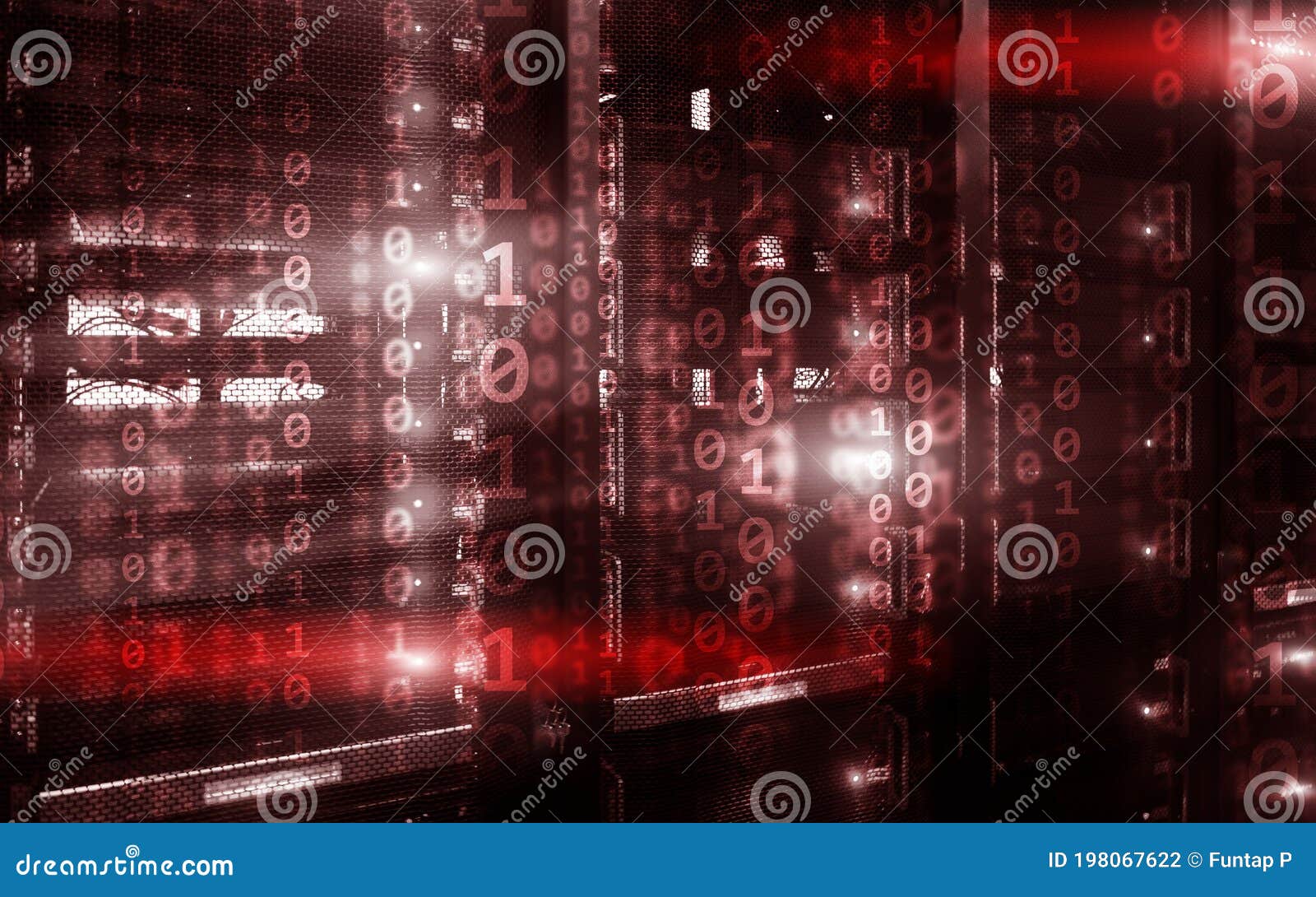 Binary Code Matrix Digital Internet Technology Concept on Server Room ...
