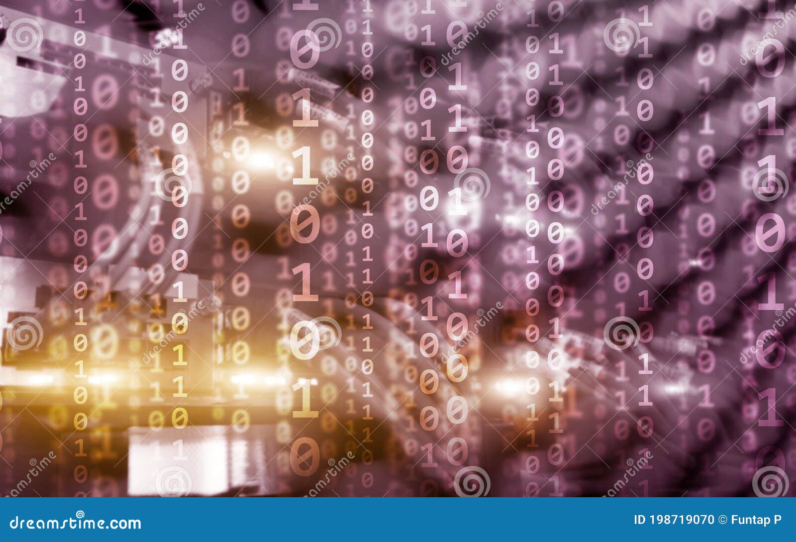 Binary Code Matrix Digital Internet Technology Concept on Server Room ...