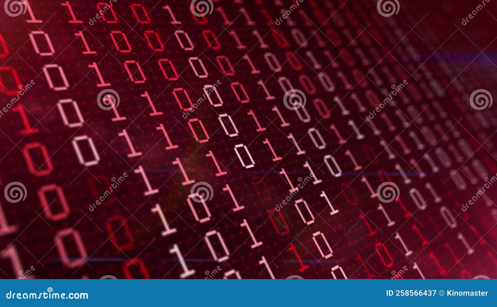Binary Code Matrix with Glowing Red and White Symbols. Information ...