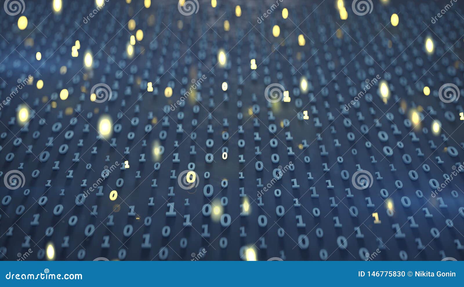 Binary Code Matrix With Glowing Symbols 3d Render Stock Illustration Illustration Of Matrix