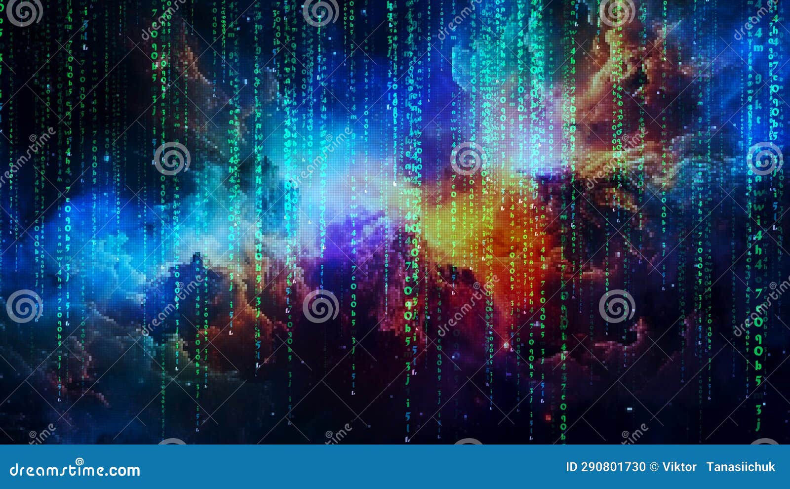 Binary Code in Matrix Style. Wall of Digital Binary Code Processing, Rain of Numbers Stock ...