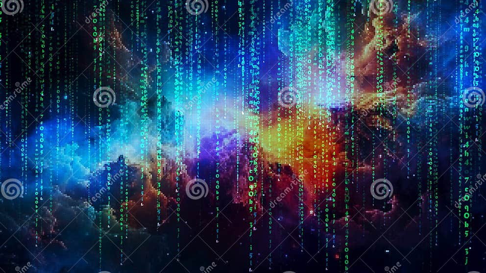 Binary Code in Matrix Style. Wall of Digital Binary Code Processing, Rain of Numbers Stock ...