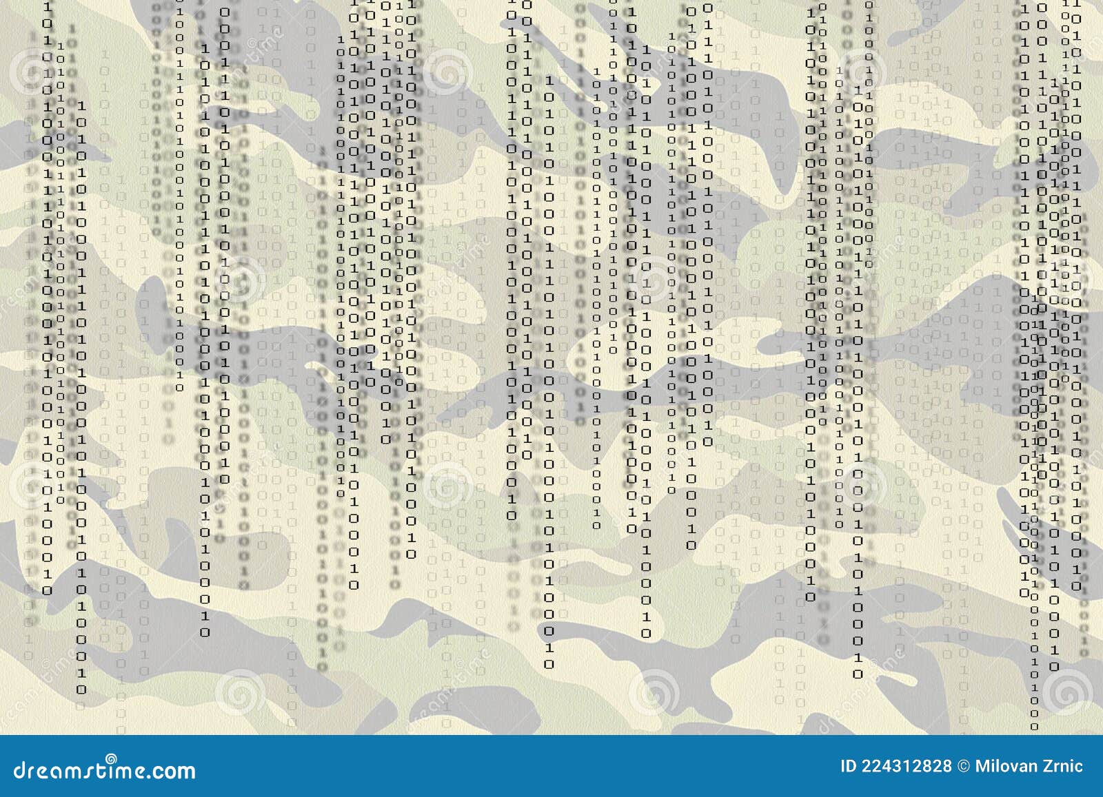 Binary Code on Military Camouflage Background. Hi - Tech Technology ...