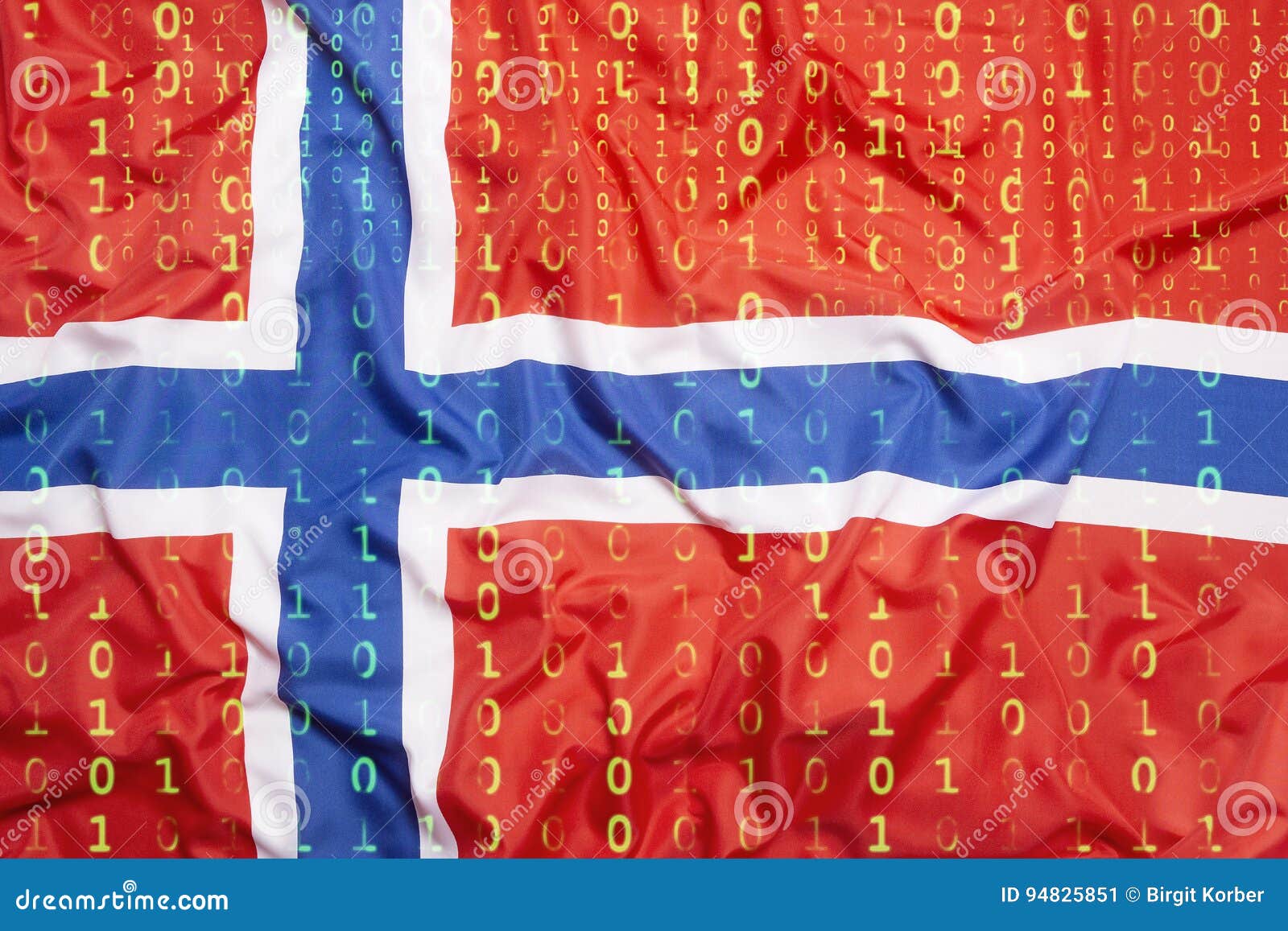 Binary Code with Norway Flag, Data Protection Concept Stock Image ...