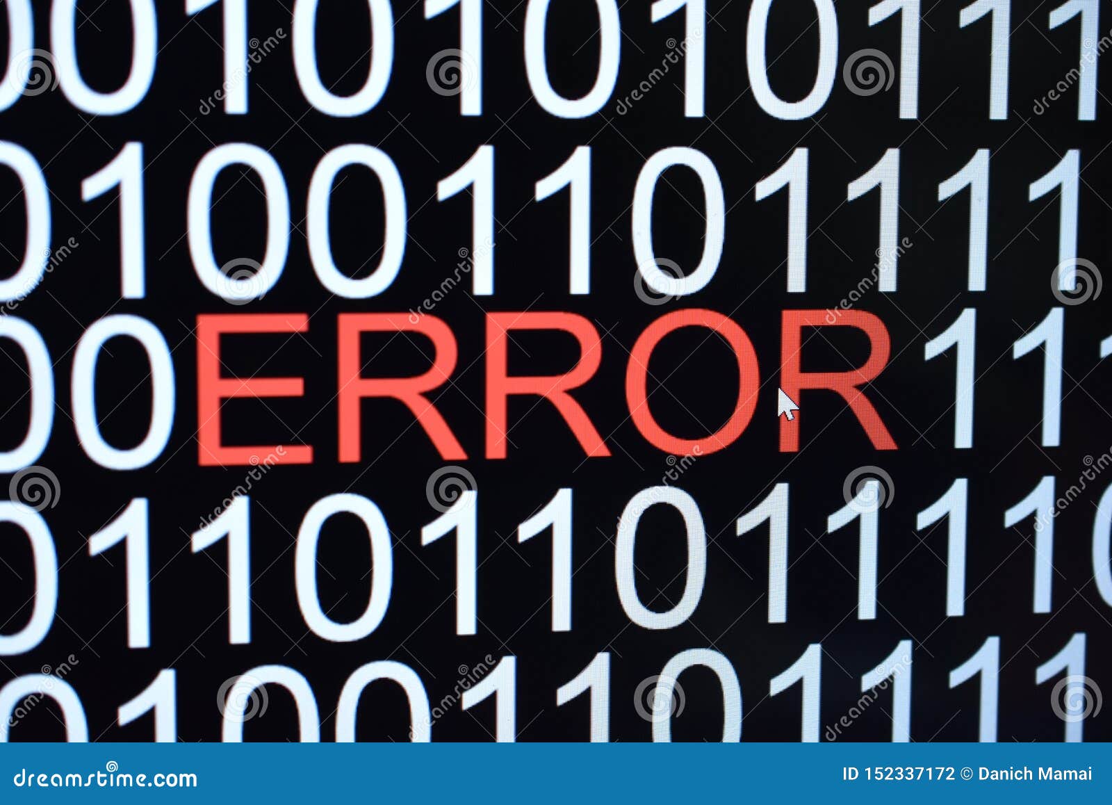 The Binary Code Number Background And Word Of Error In Red Color Stock