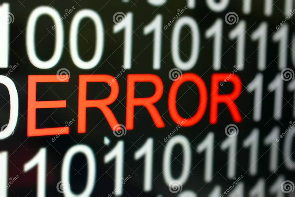 The Binary Code Number Background and Word of ERROR in Red Color Stock ...
