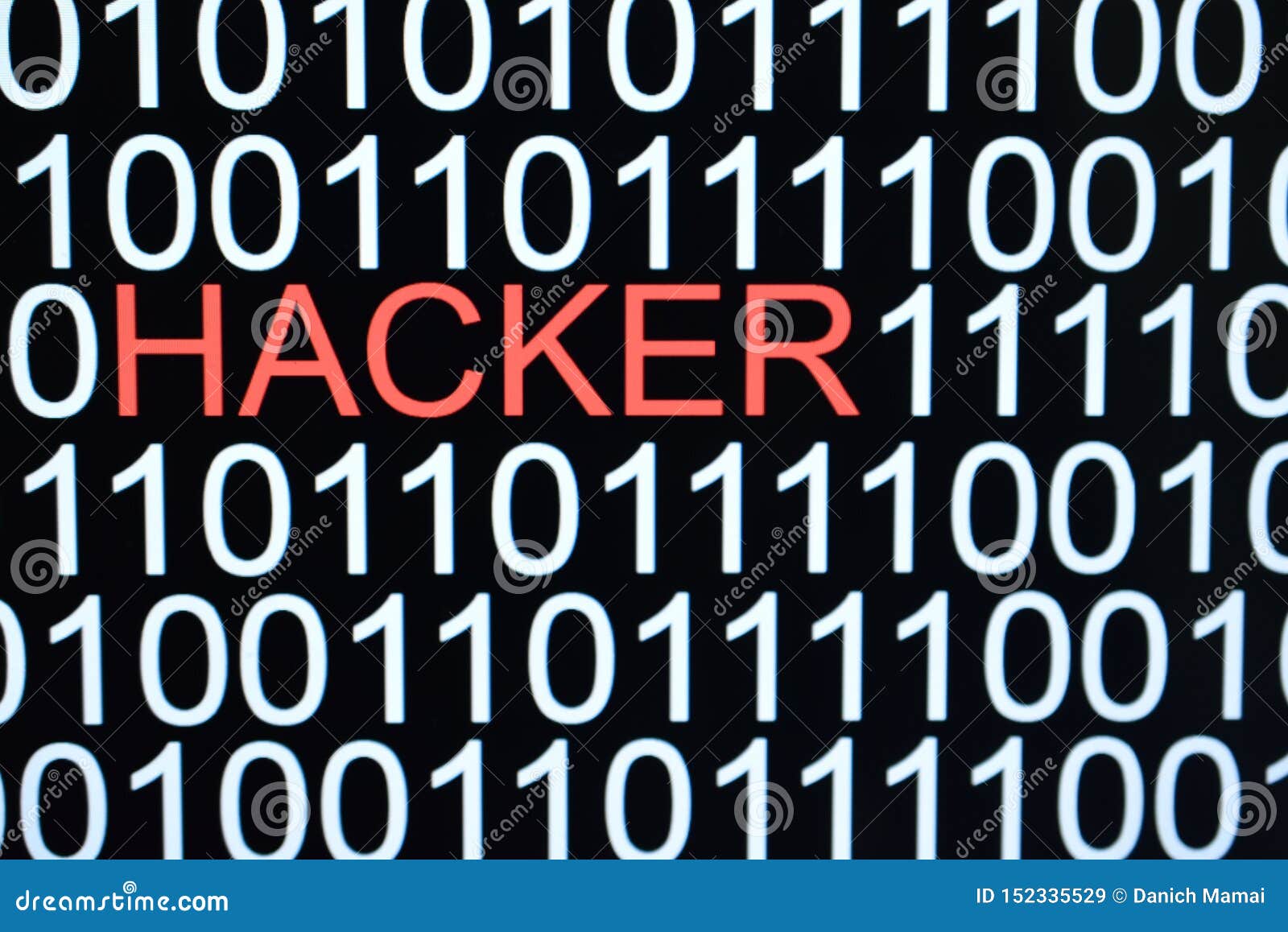 The Binary Code Number Background and Word of HACKER in Red Color Stock ...