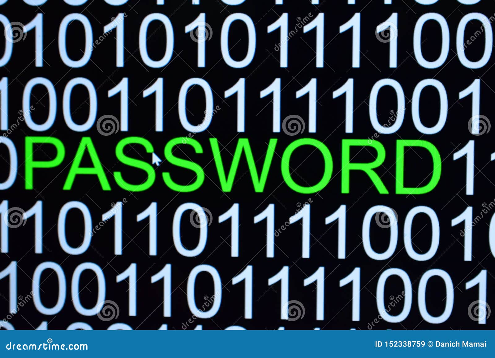 The Binary Code Number Background and Word of PASSWORD in Green Color ...