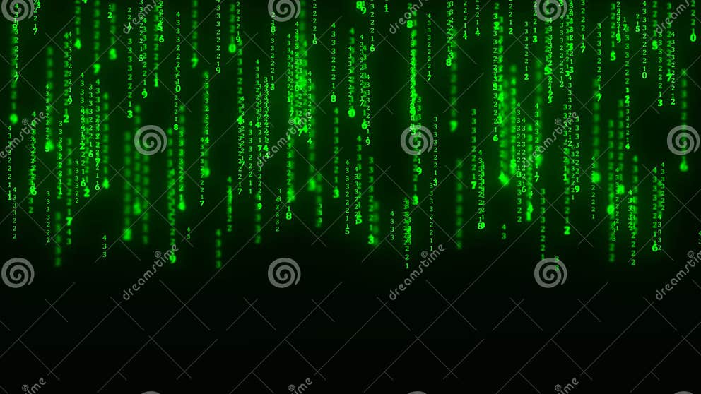 Binary Code with Numbers Moving on the Screen. Digital Age. Binary Algorithm, Data Code ...