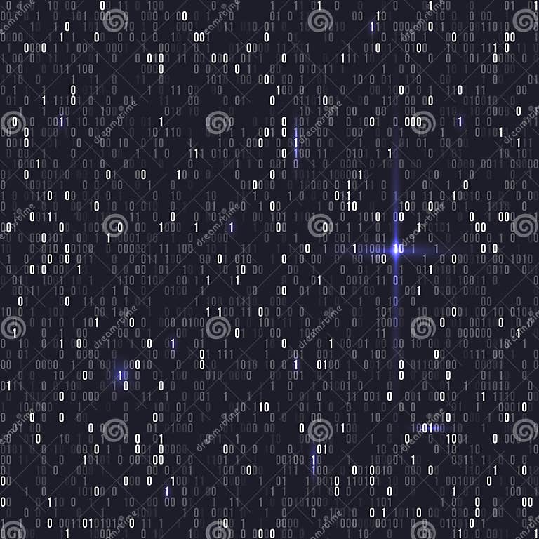 Binary Code with Numbers One and Zero on Dark Background. Artificial Intelligence. Big Data ...