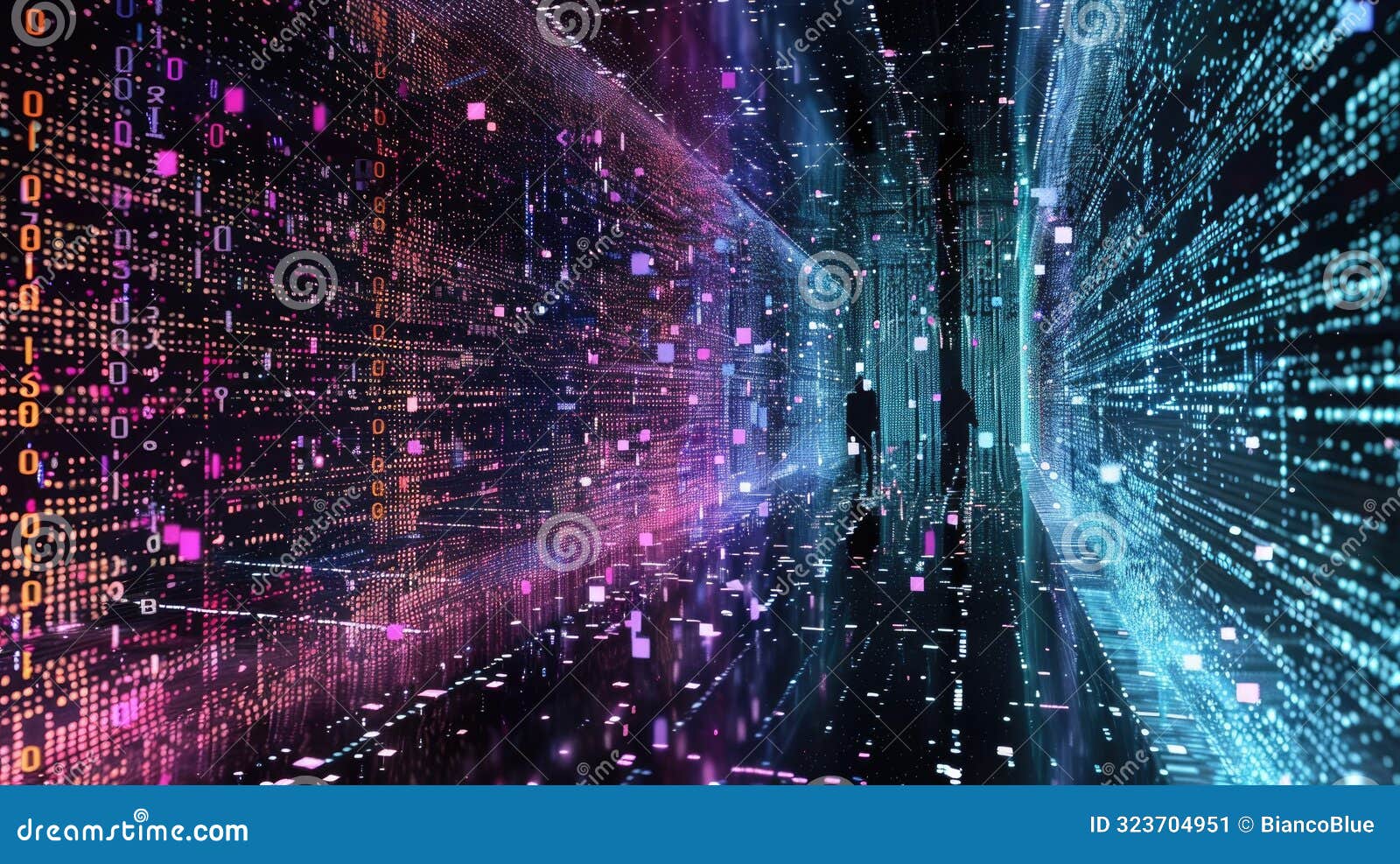 Binary Code Numbers Purple and Blue Colors Technology Background AIG535 ...