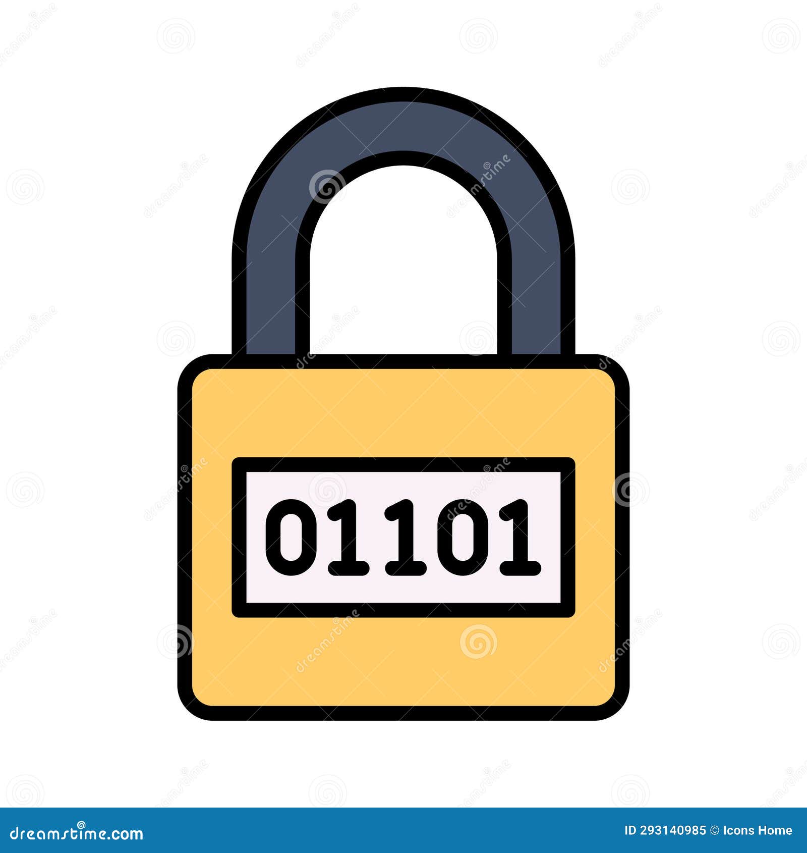 Binary Code On Padlock Modern Vector Of Digital Security Encryption Icon Stock Vector