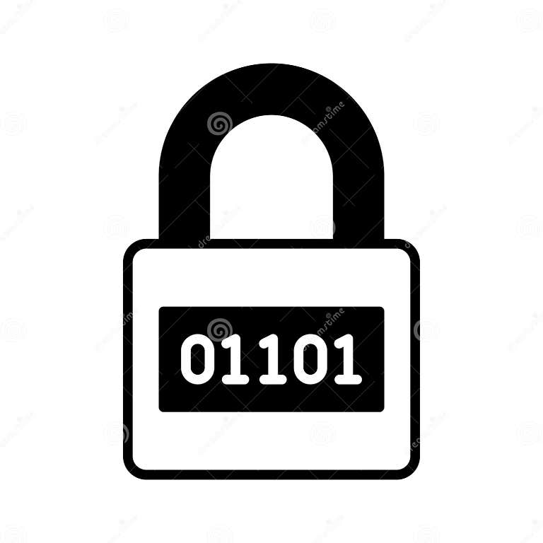 Binary Code On Padlock Modern Vector Of Digital Security Encryption Icon Stock Illustration