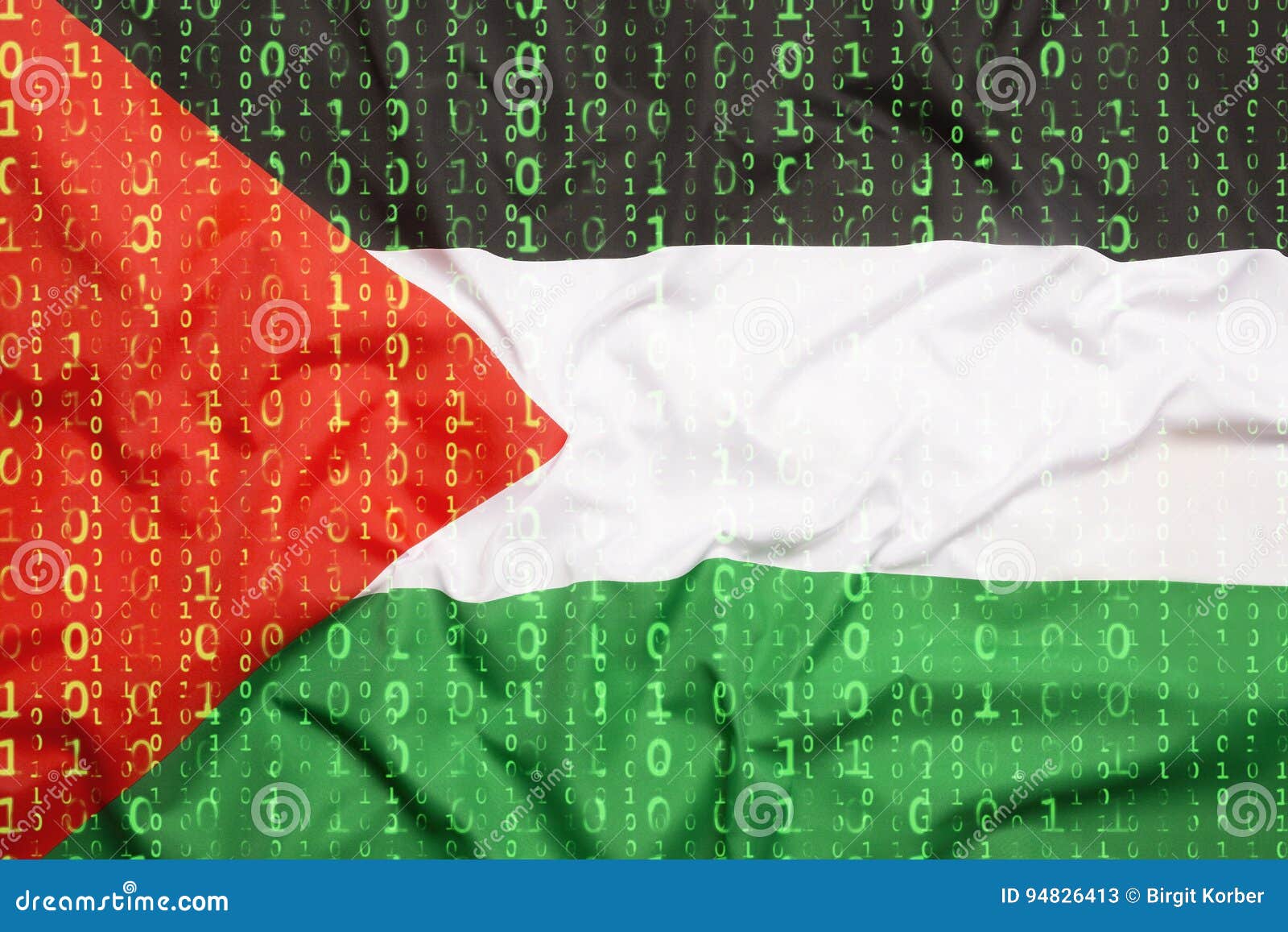 Binary Code with Palestine Flag, Data Protection Concept Stock Image ...