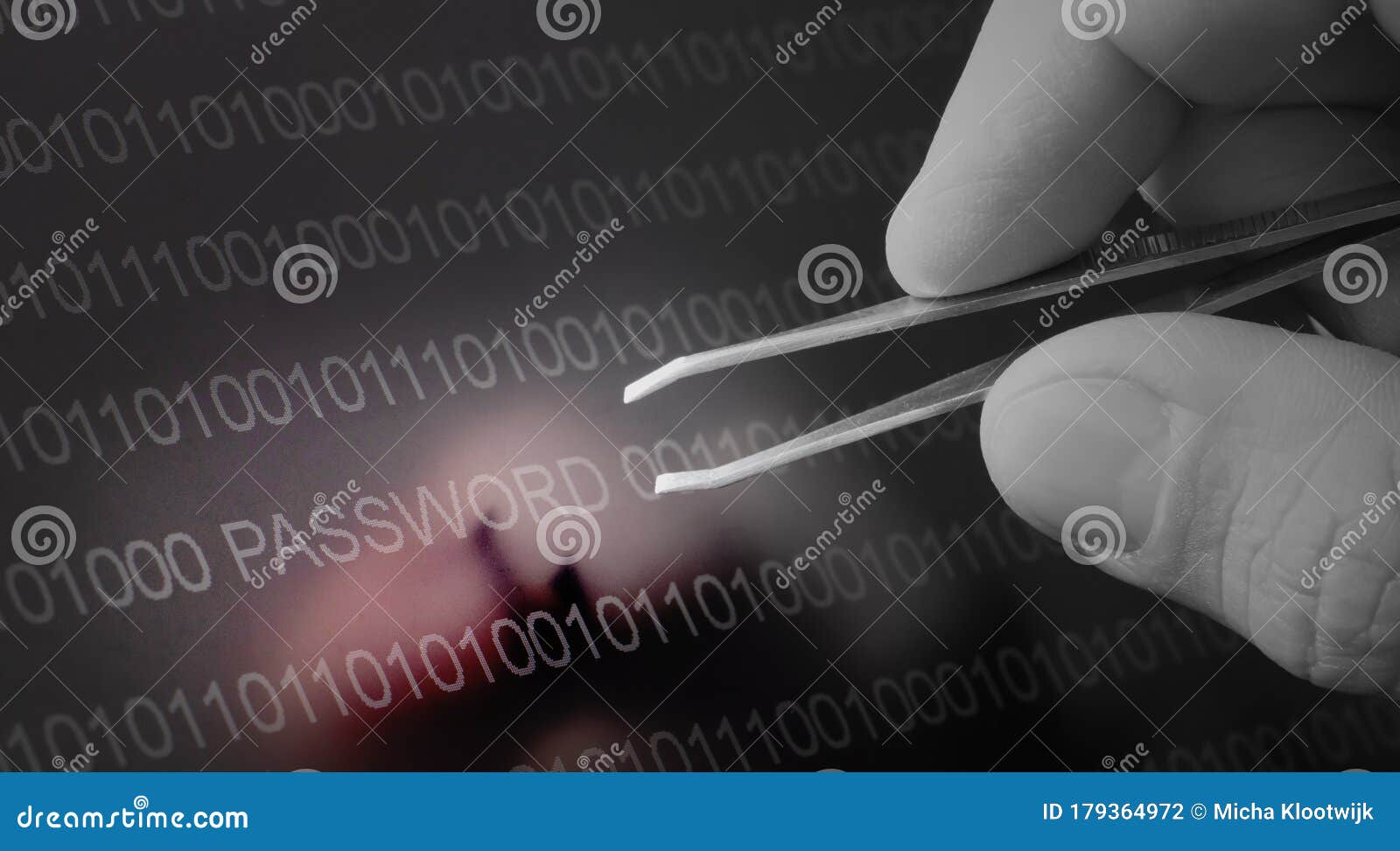 Binary Code, Password Vulnerability Taking Out with Tweezers Stock ...