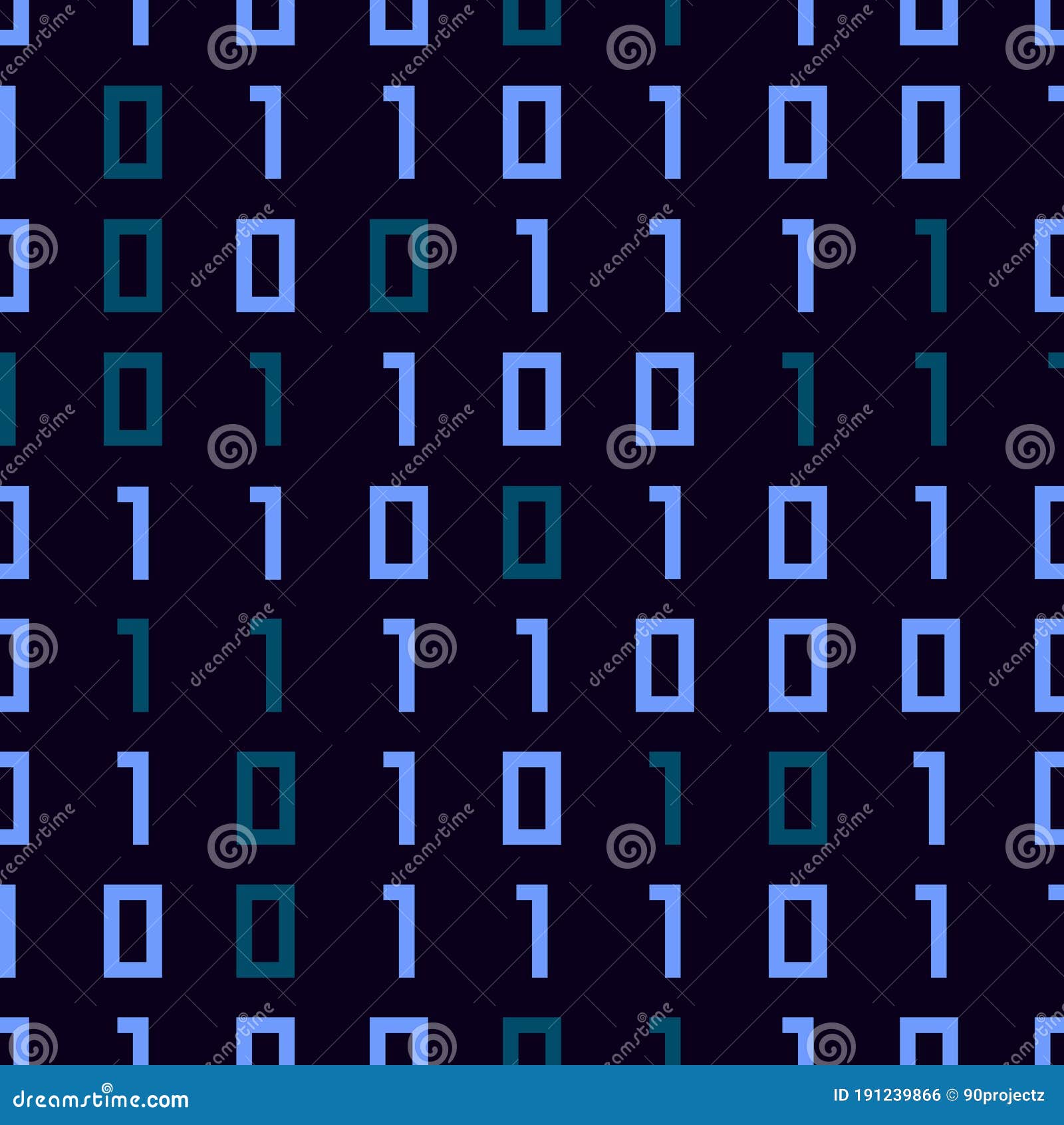Binary Code Pattern, Technology Illustration Background, Seamless Pattern, Vector Illustration ...