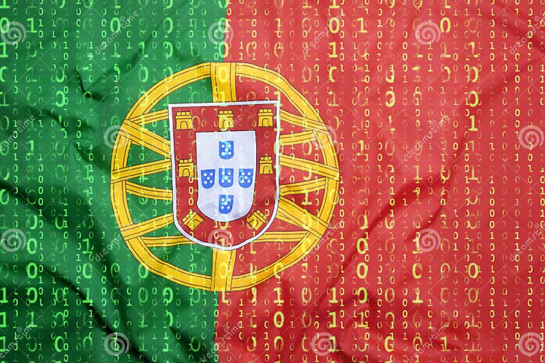 Binary Code with Portugal Flag, Data Protection Concept Stock ...
