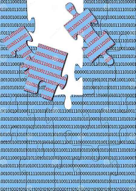 Binary code puzzle stock illustration. Illustration of zoom - 19510498